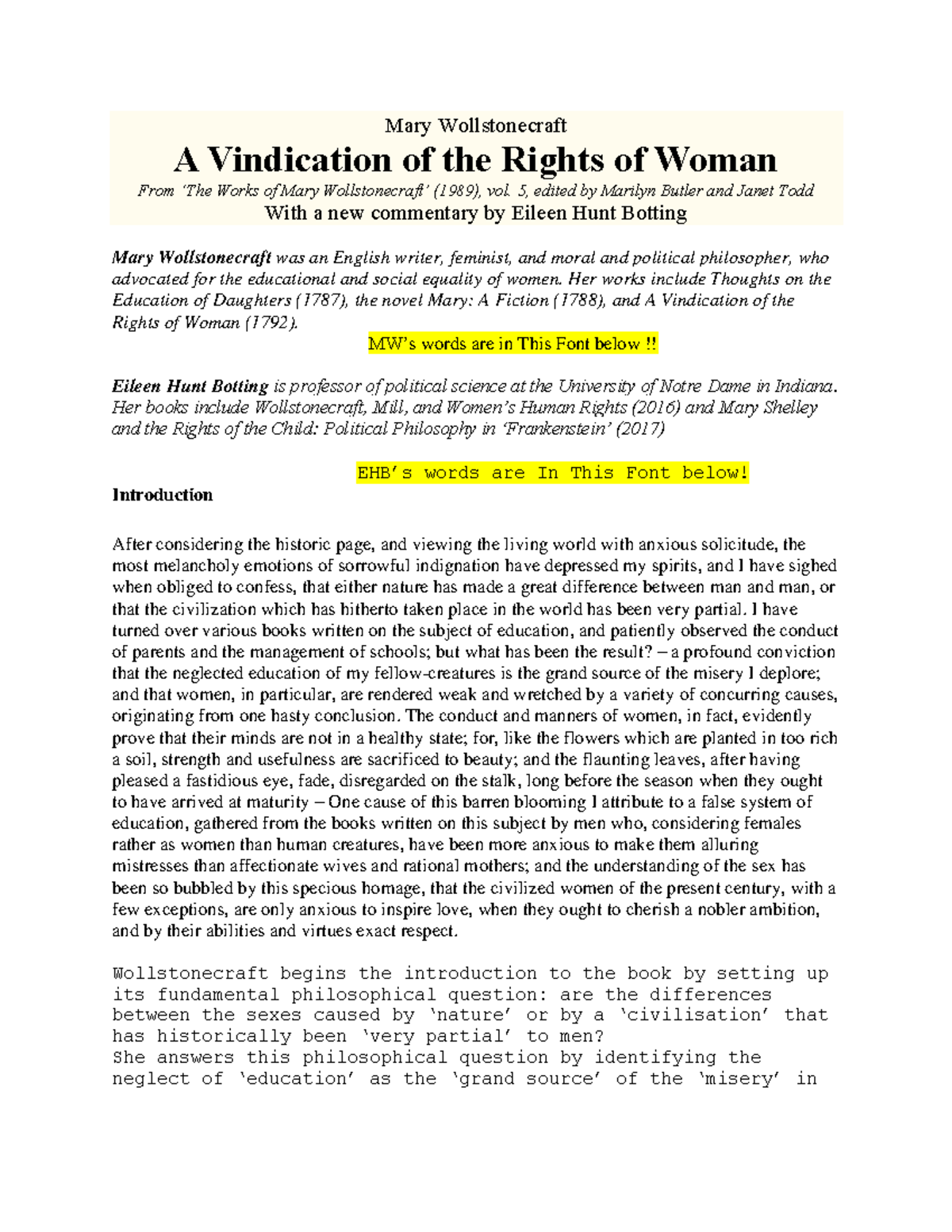 Wollstonecraft pdf - mary wallstonecraft womens writting - Mary ...