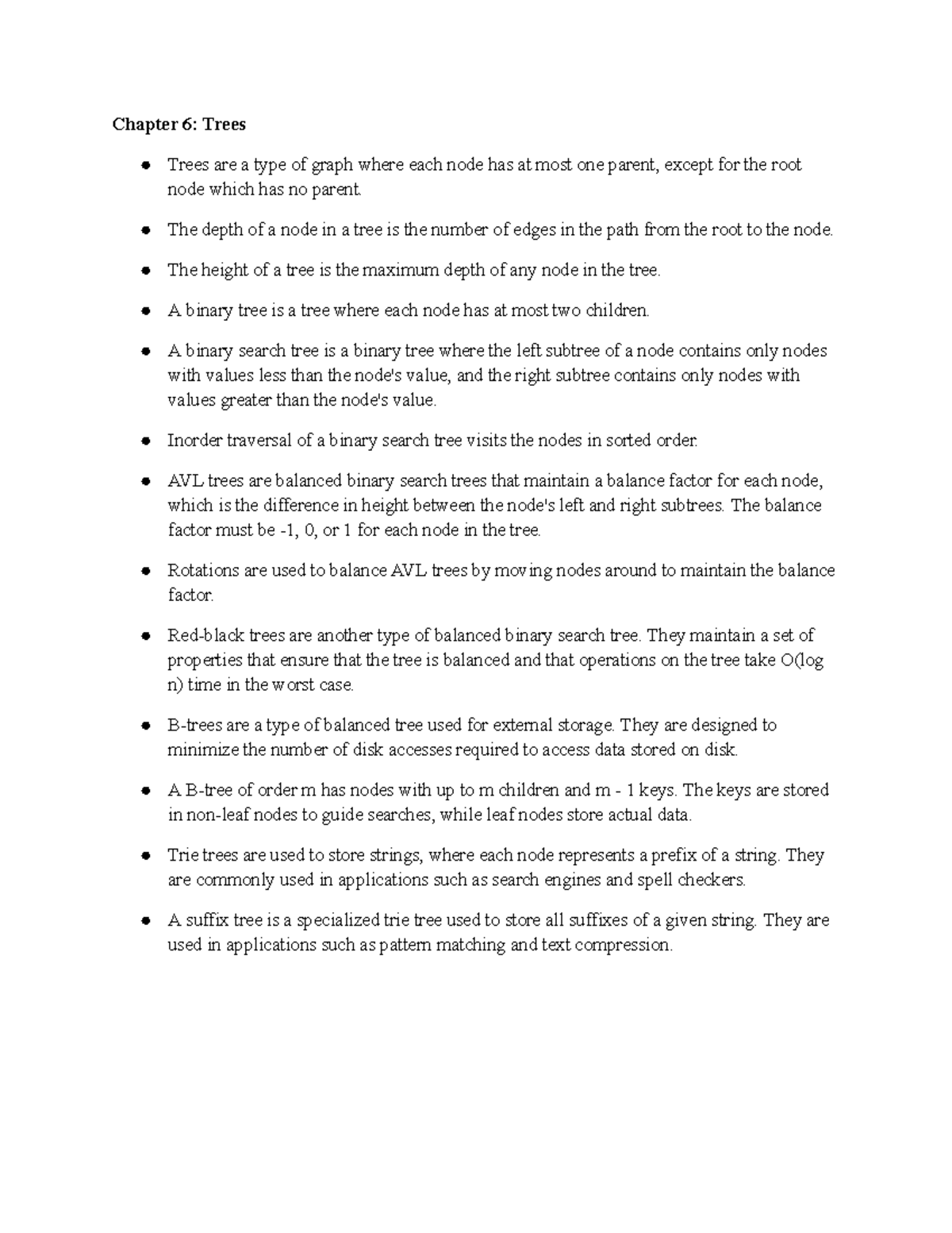 Cs 173 Chapter 6 Notes For Cs 173 Ch 6 Chapter 6 Trees Trees Are A Type Of Graph Where Each 