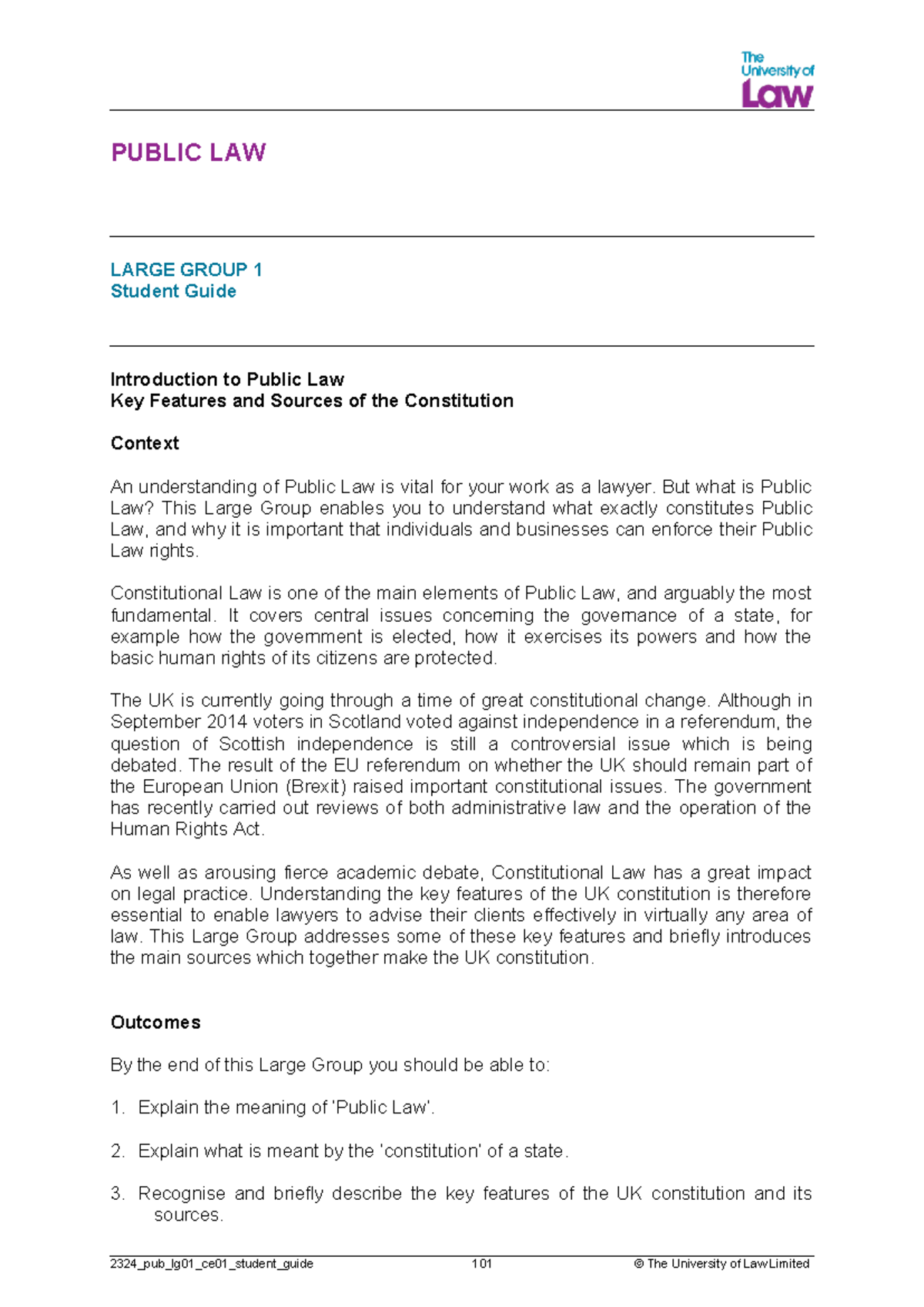 Public Law - LG Unit 1 - Unit 1 Student Guide - PUBLIC LAW LARGE GROUP ...