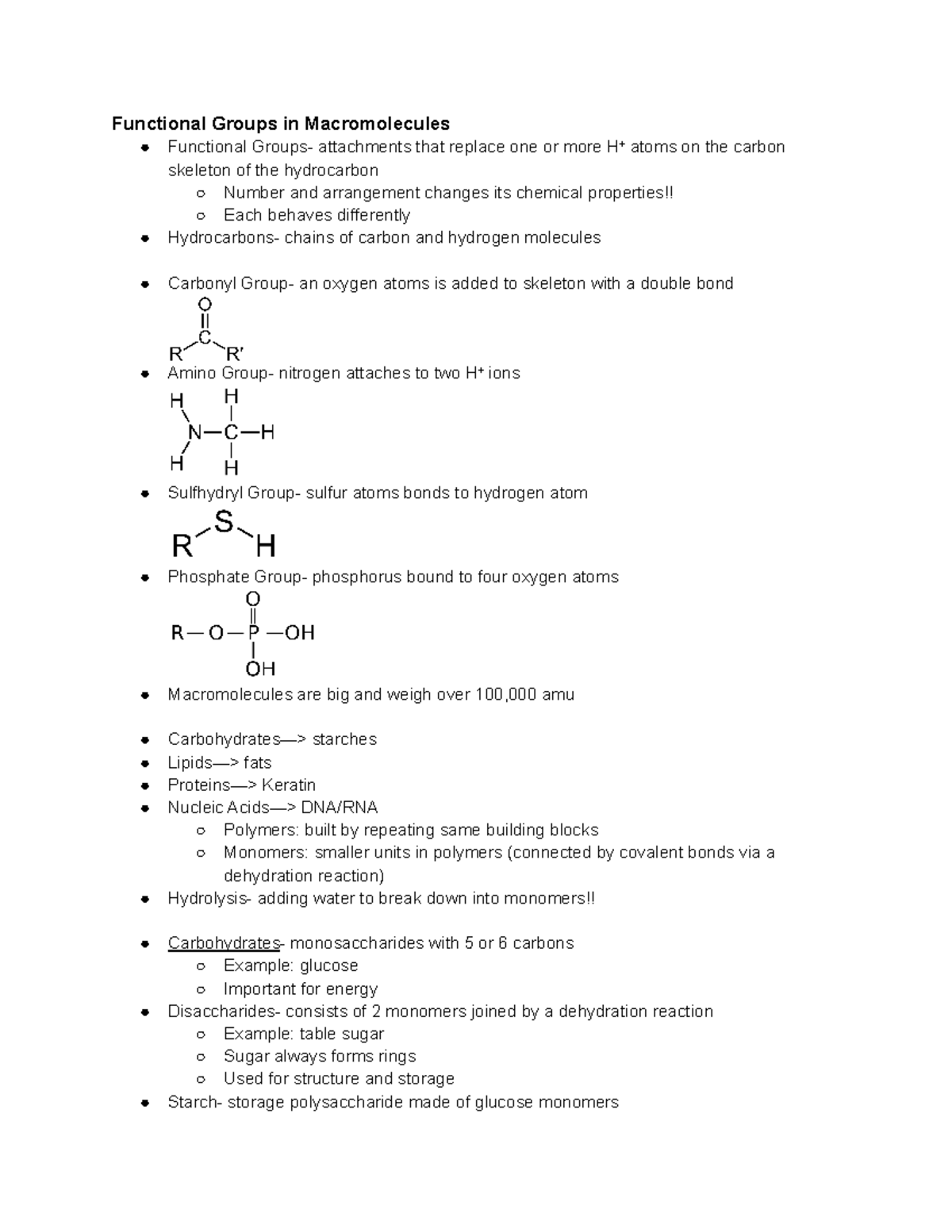Biological Principles 4 - Functional Groups in Macromolecules Functional Groups- attachments ...