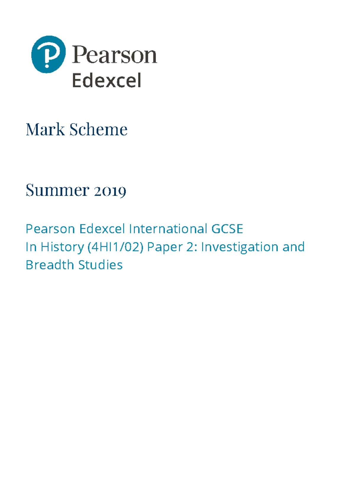 Edexcel Igcse Paper 2 June 2019 MS - Mark Scheme Summer 2019 Pearson ...