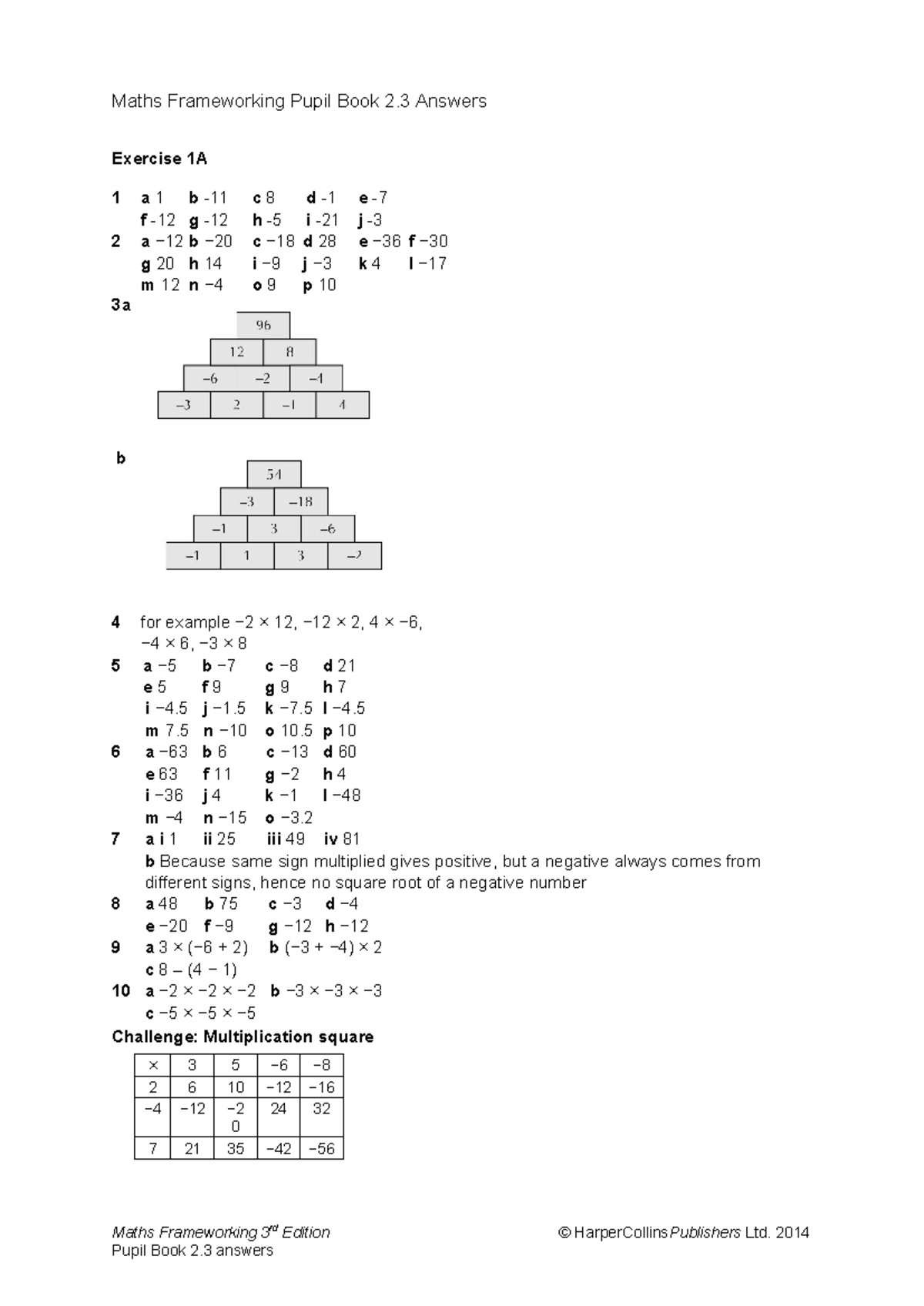 Maths Frameworking 2.3 Answers - Maths Frameworking Pupil Book 2 ...