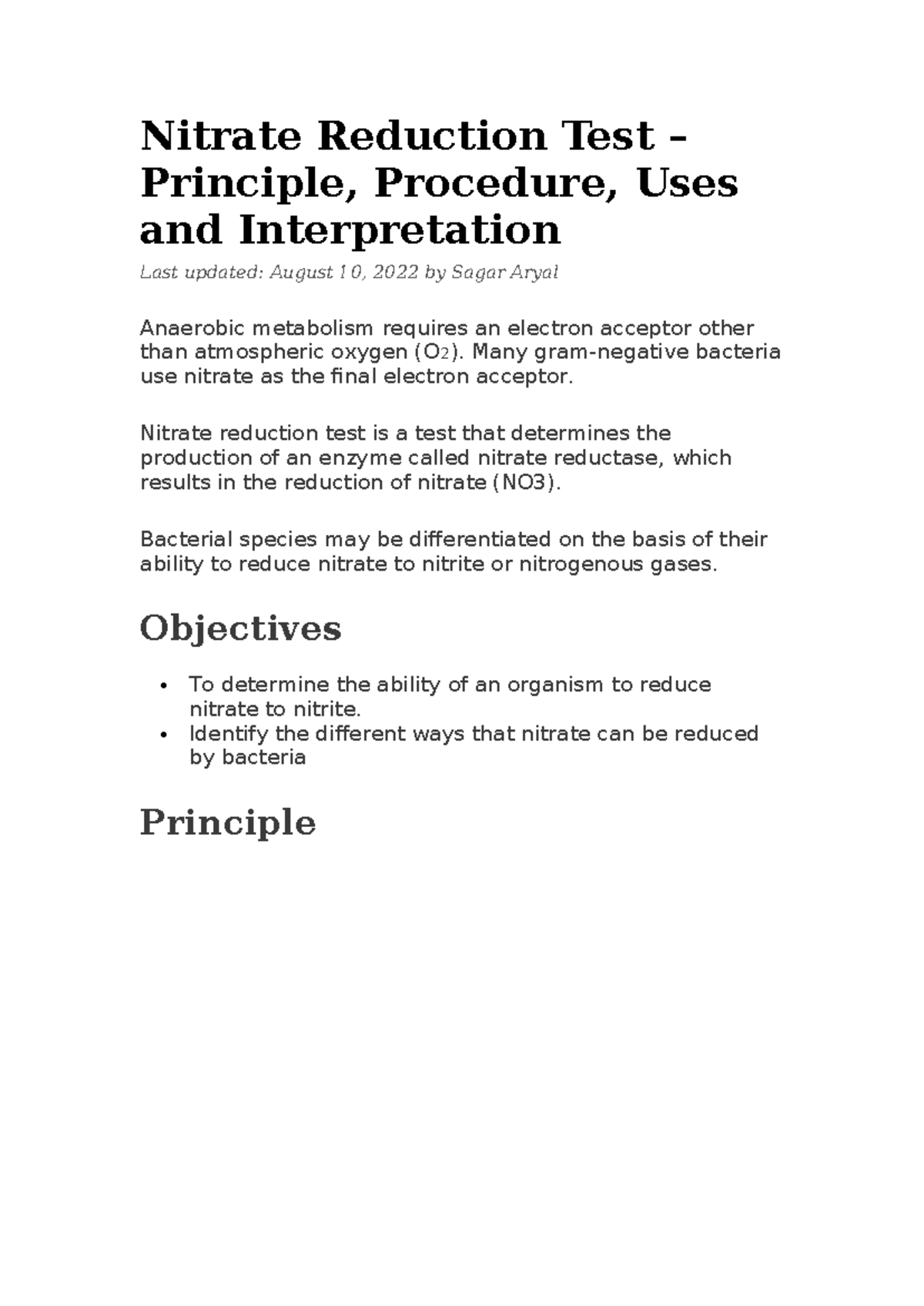 Nitrate Reduction Test – Principle - Many gram-negative bacteria use ...