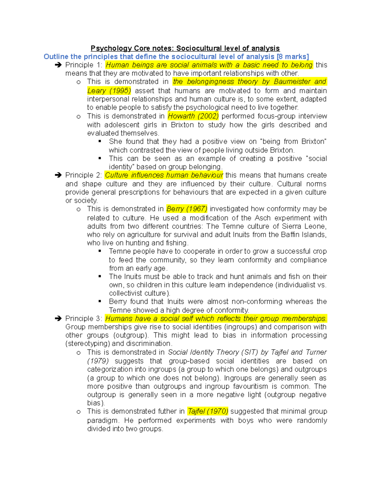 Psychology Scloa - Psychology Core notes: Sociocultural level of ...