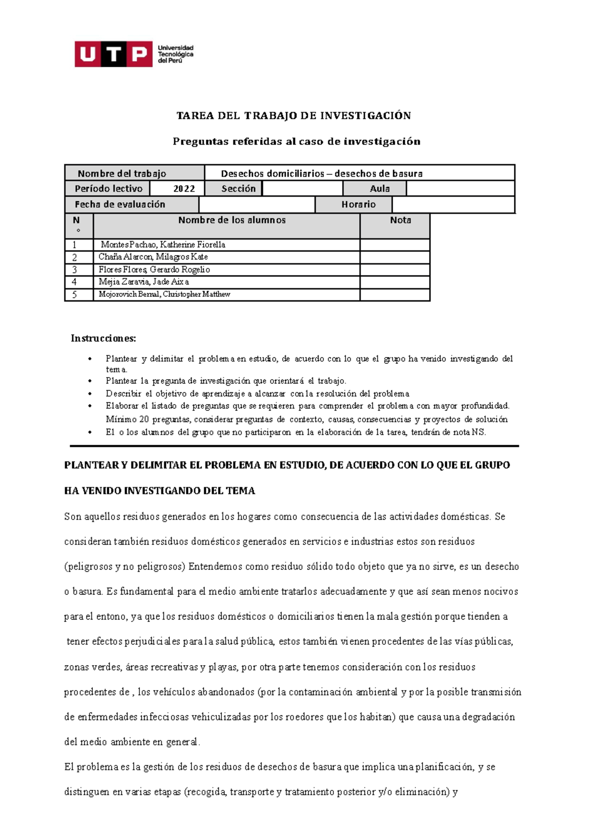 Delimitación del tema de investigación, pregunta, objetivo general y ...