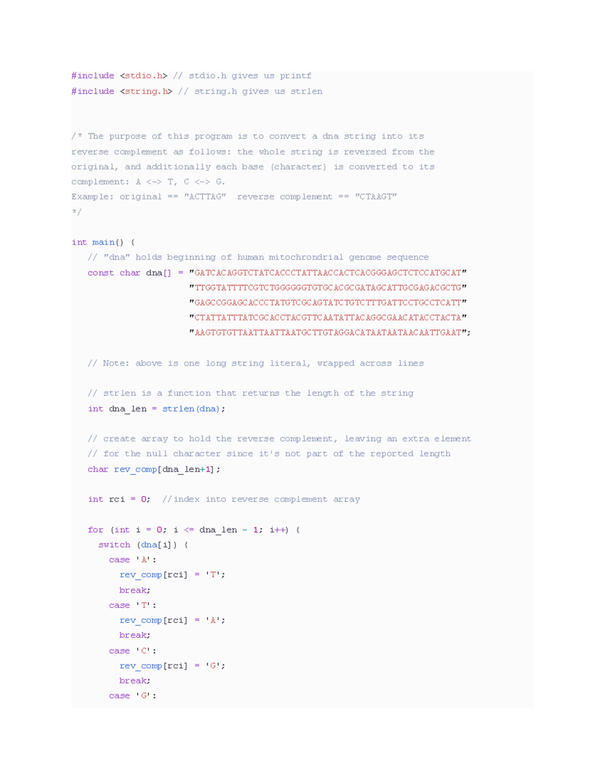 count1.c - Simari - #include // stdio gives us printf #include // string gives us strlen /* The ...