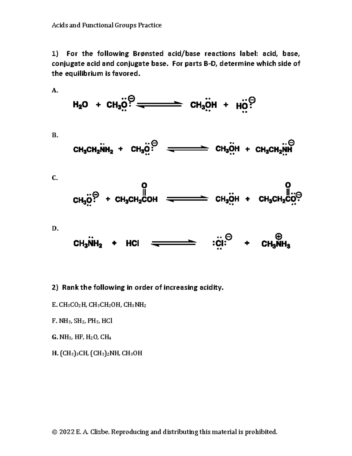 Acids Functional Groups 1 - Acids and Functional Groups Practice © 20 ...