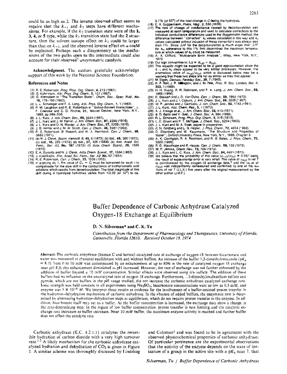 Buffer dependence of carbonic anhydrase - 2263 zyxwvutsrq 0% zyxwvuts ...
