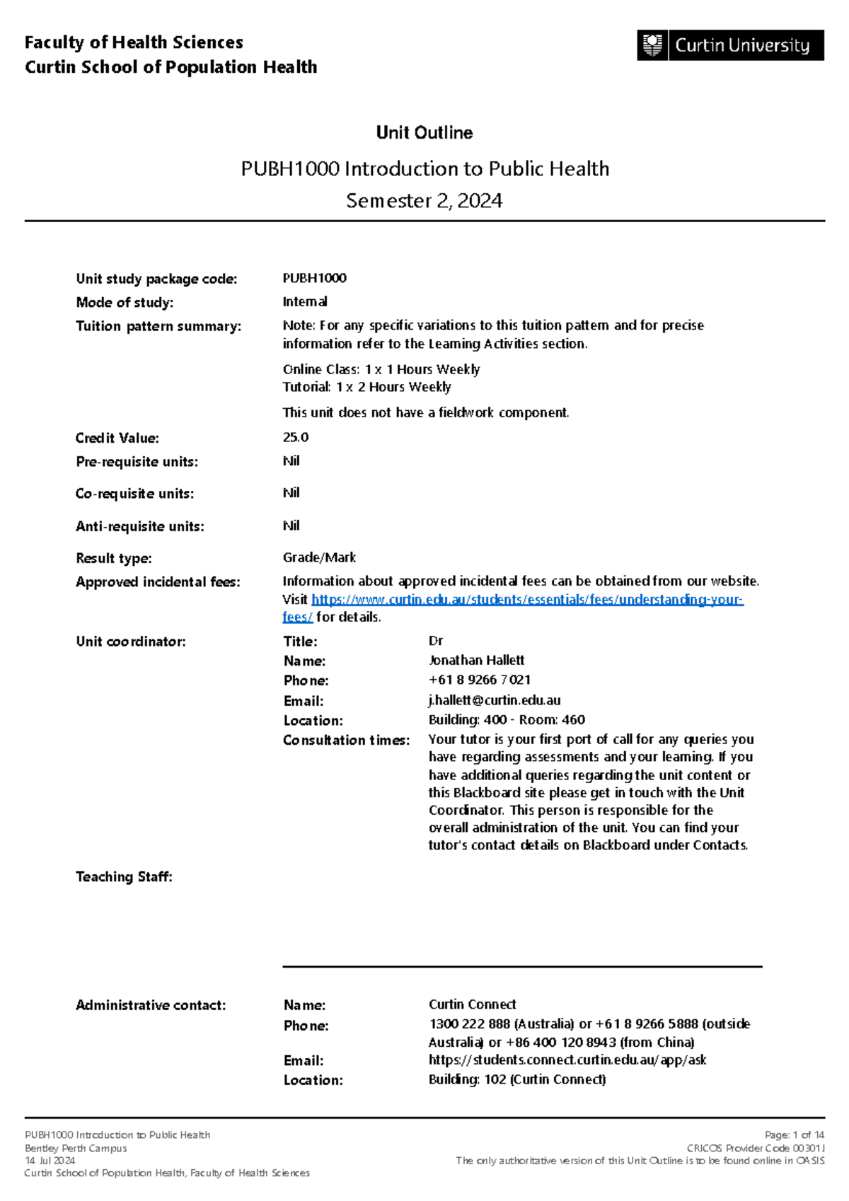 PUBH1000 Introduction to Public Health Semester 2 2024 Bentley INT ...
