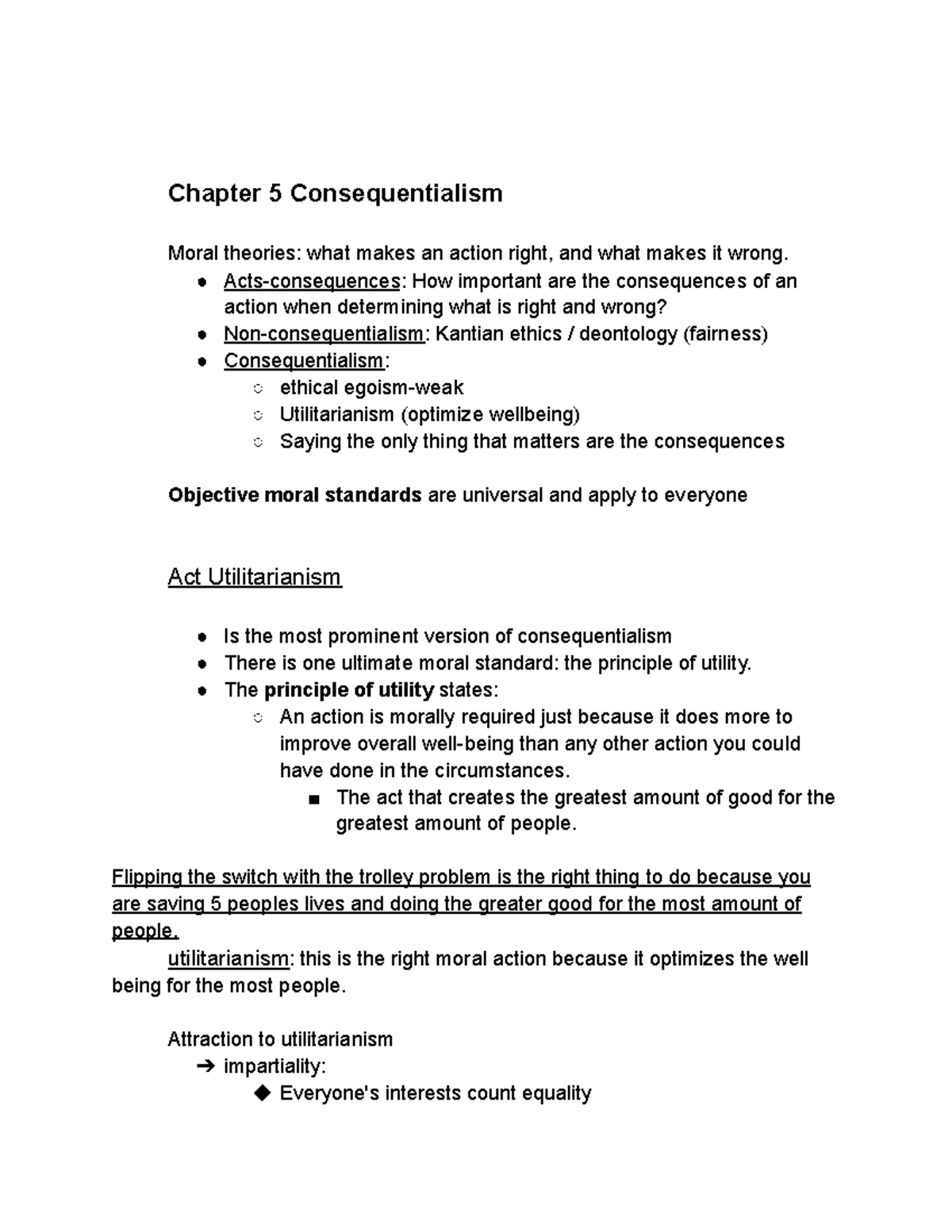 Ethics ch 5 - Consequentialism/utilitarianism different moral beliefs ...