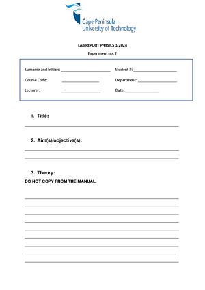 EGP151S - CPUT - Engineering Physics 1 - Studocu