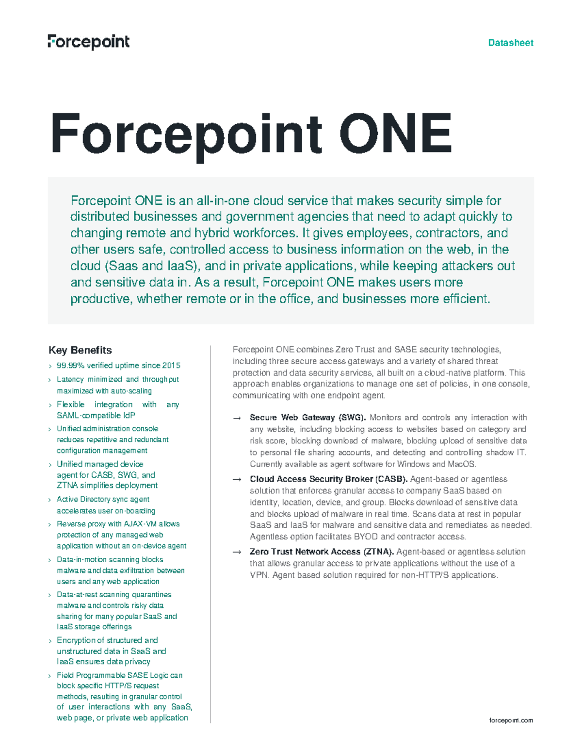 12pa8pkyq7zm-Forcepoint ONEDatasheet - Datasheet Forcepoint ONE Forcepoint ONE is an all-in-one ...