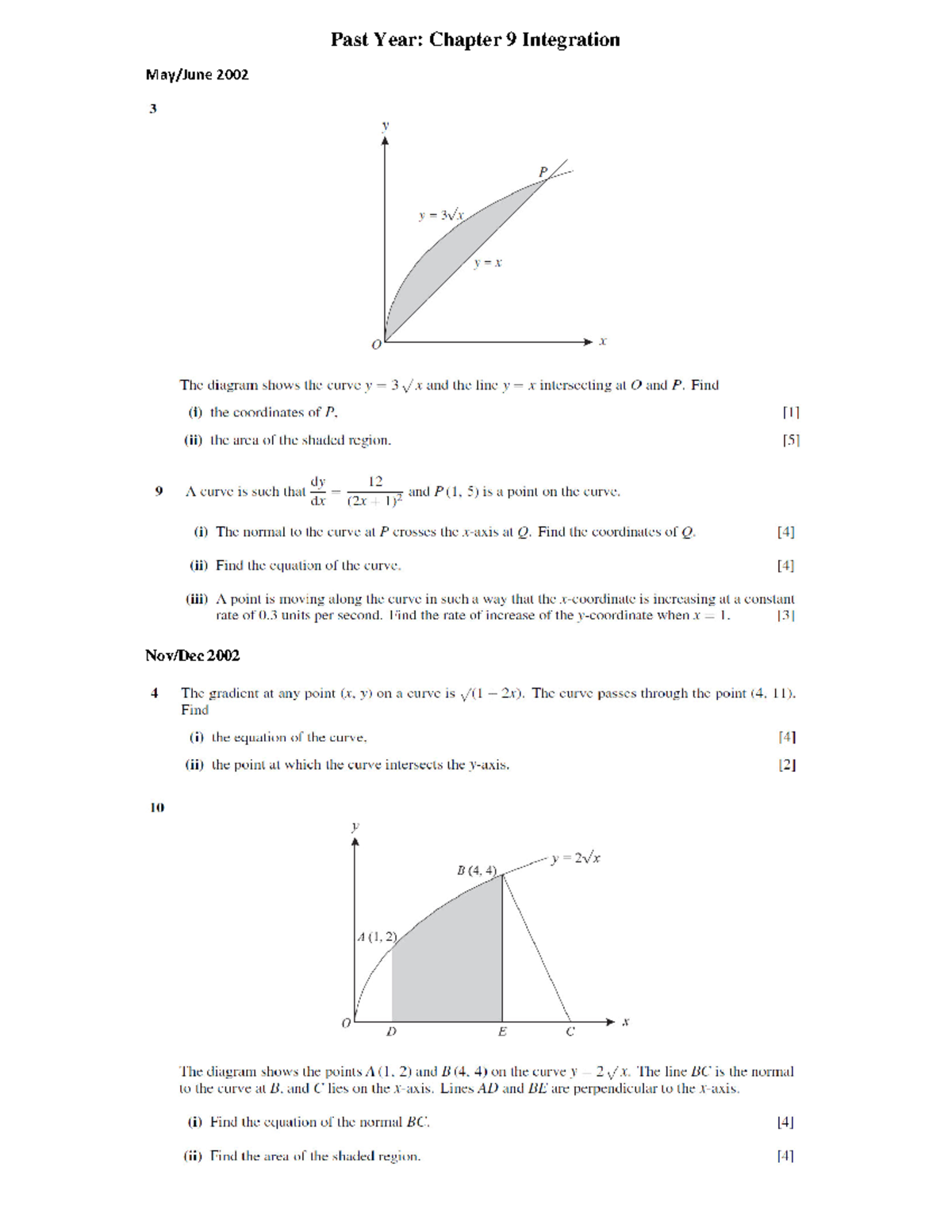 Chapter 9 Integration (Past Year 2002-2010 ) - Mathemathic - Past Year ...