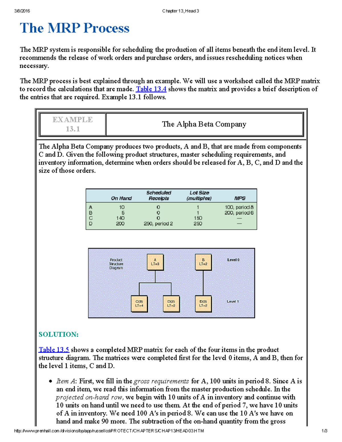 MRP - Material resource planning - 3/8/2016 Chapter 13, Head 3 - Studocu