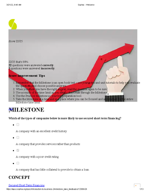 Sophia Intro to Business Milestones - Milestone 1 1 Which of the ...