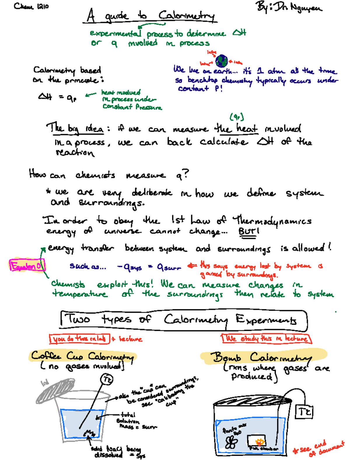 Guide to Calorimetry - Summary General Chemistry I - t I t m ...