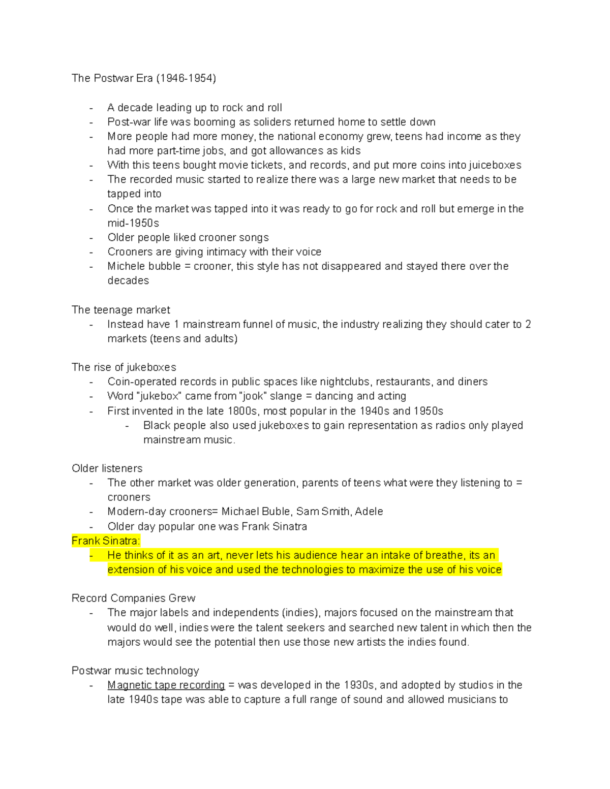 week 3 notes um - The Postwar Era (1946-1954) A decade leading up to ...