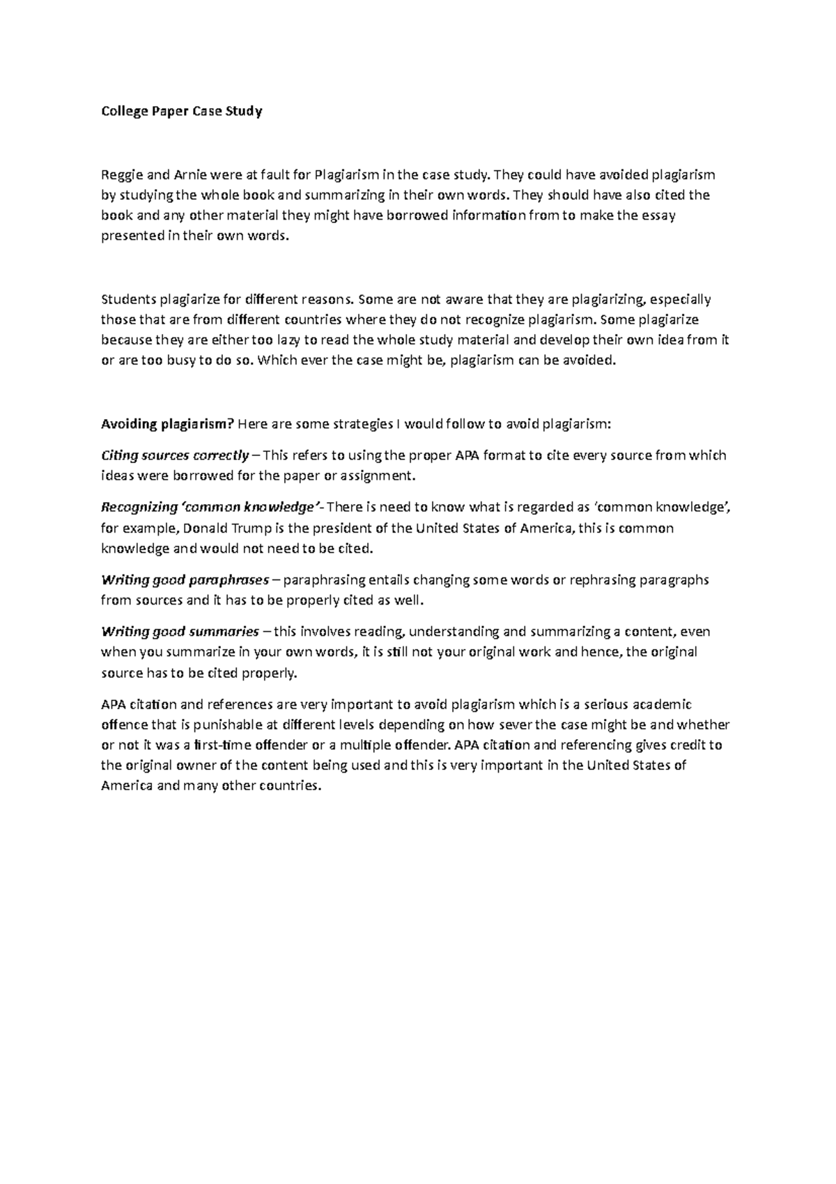 DQ3 College Paper Case Study - College Paper Case Study Reggie and ...