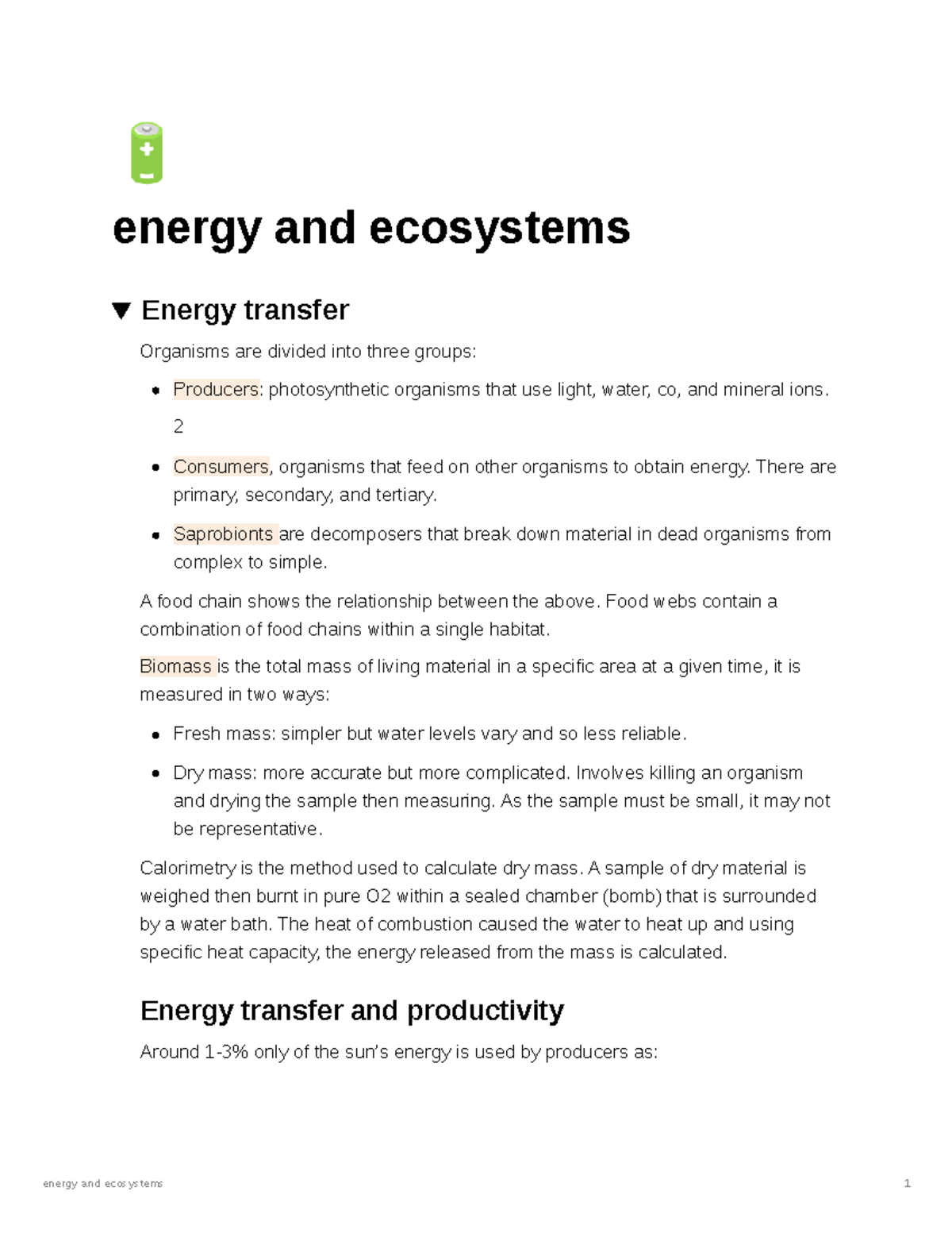 Energy and Ecosystems A-Level AQA Biology - 🔋 energy and ecosystems ...