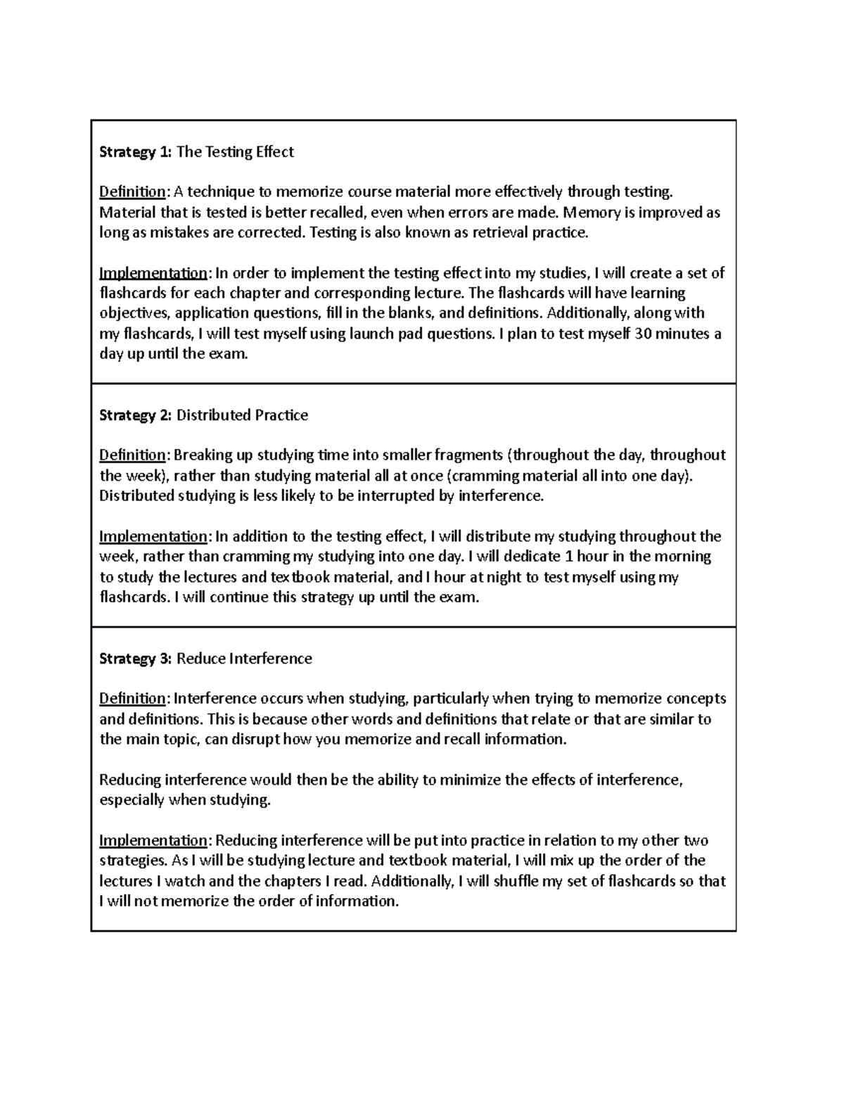 Memory Mini-Assignment Tutorial notes from lecture 7 - Strategy 1: The ...