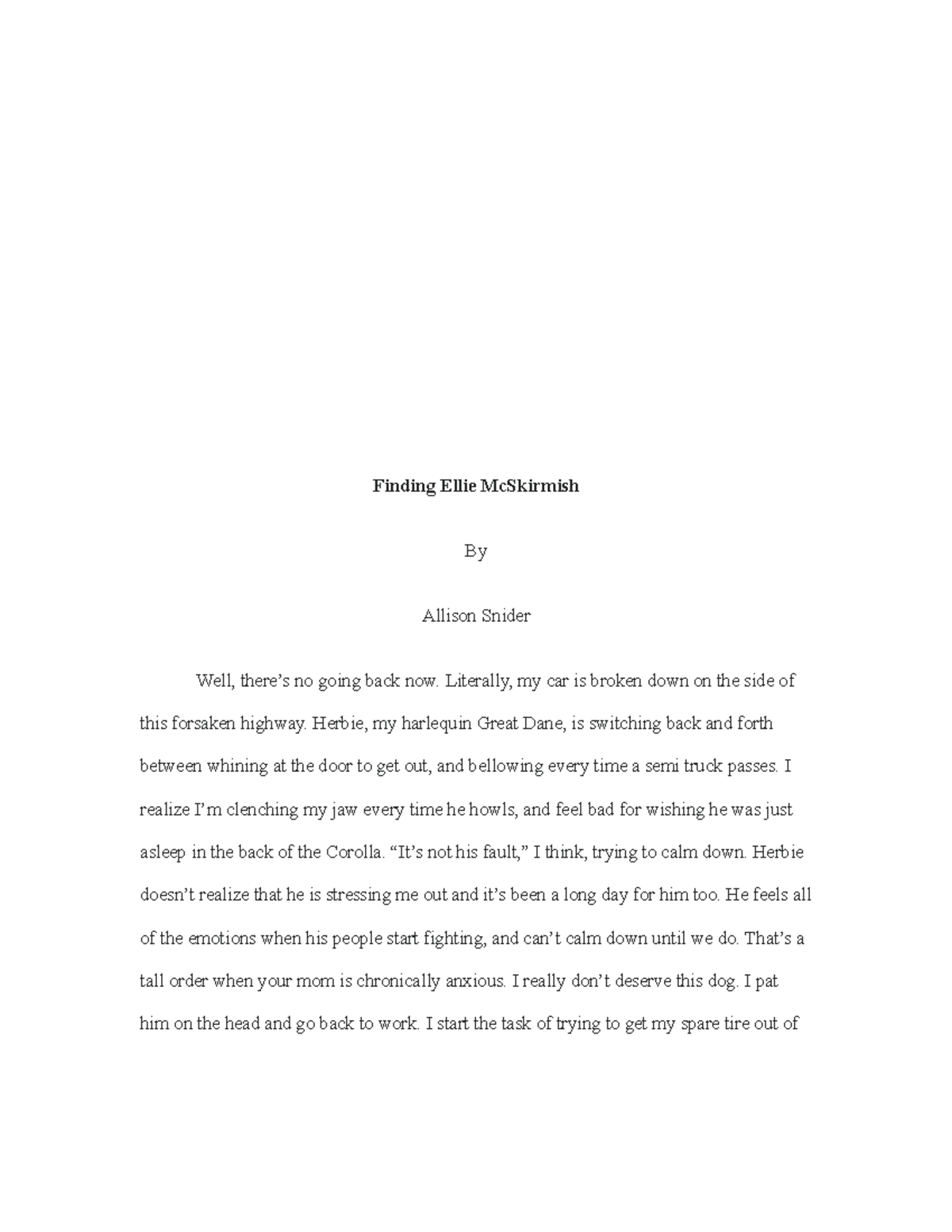 Ellie Mc Skirmish Rough Draft - Finding Ellie McSkirmish By Allison ...