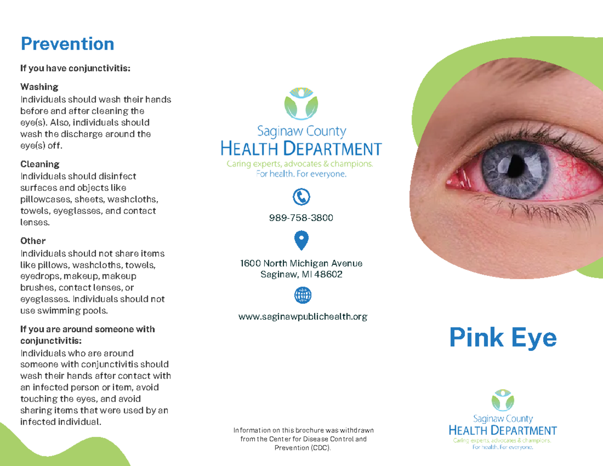 Pink eye brochure 2 - Pink Eye 1600 North Michigan Avenue Saginaw, MI ...