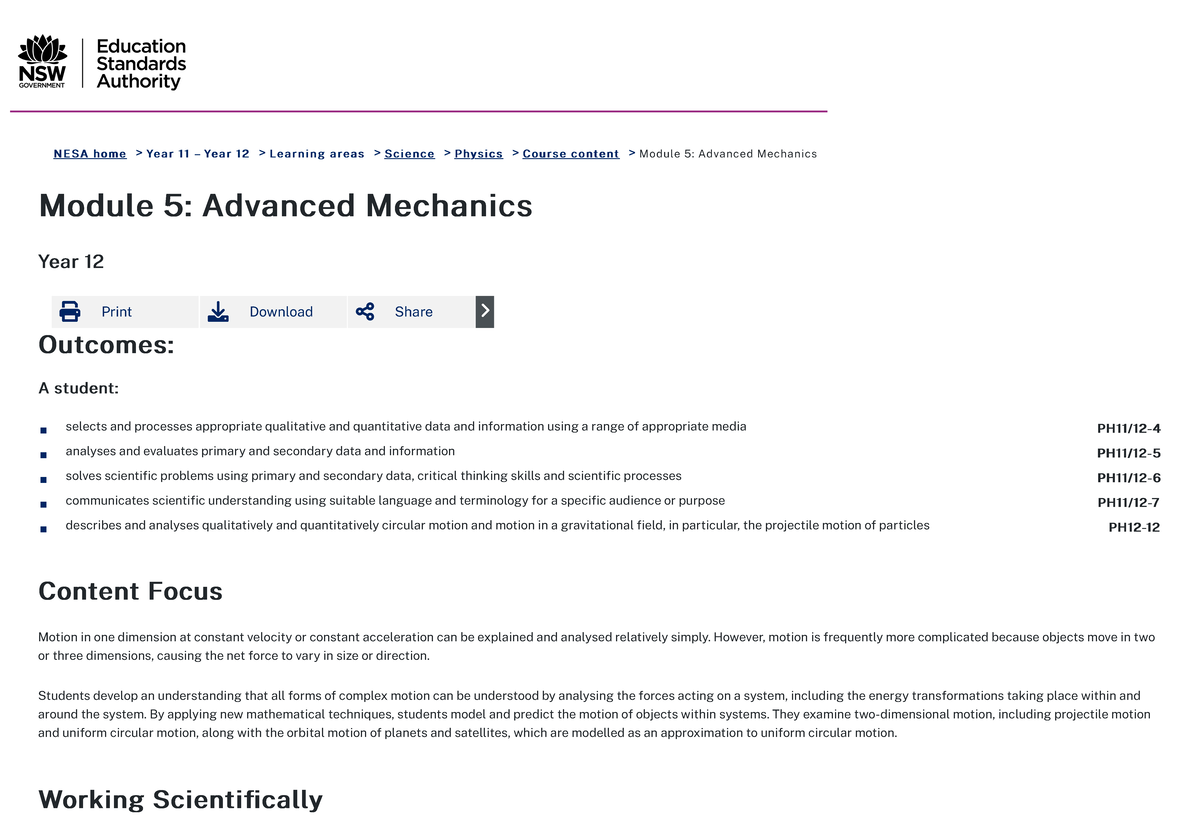 Module 5 Advanced Mechanics Dotpoints - ####### N E S A h o m eN E S A ...