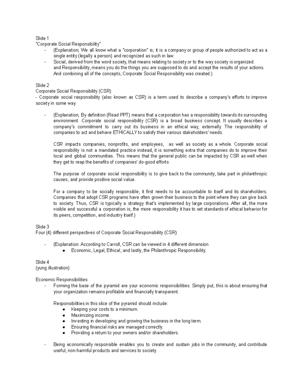 GGSR; Script for Reporting - Slide 1 "Corporate Social Responsibility ...