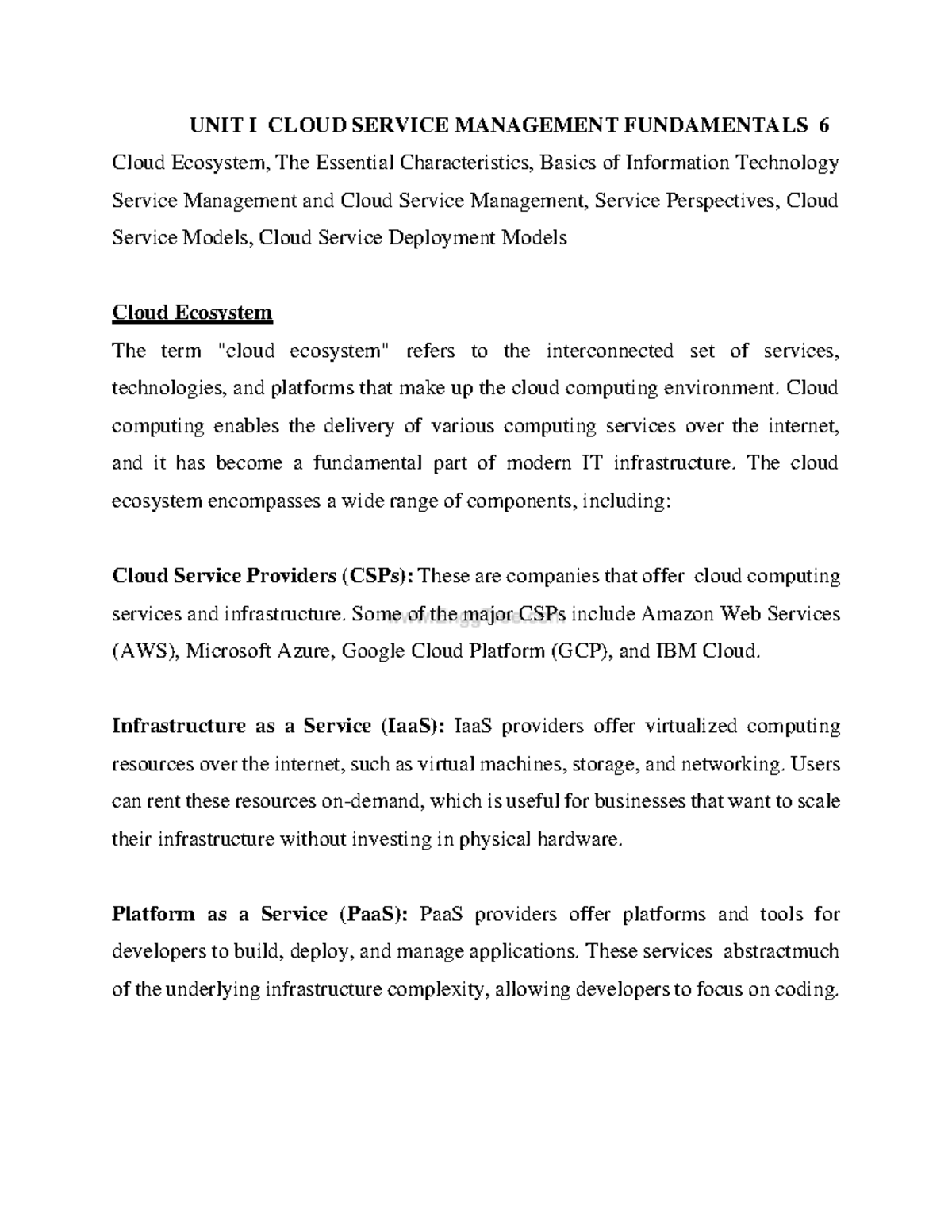 CCS336 Cloud Services Management 1 - UNIT I CLOUD SERVICE MANAGEMENT ...