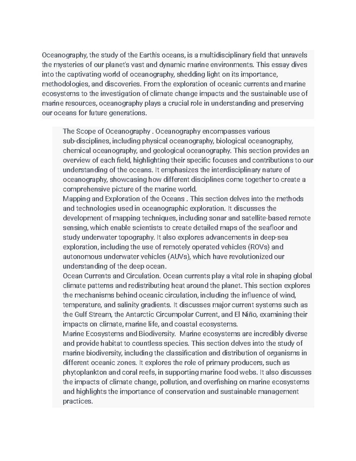 An Insight into the World of Oceanography - Oceanography, the study of ...