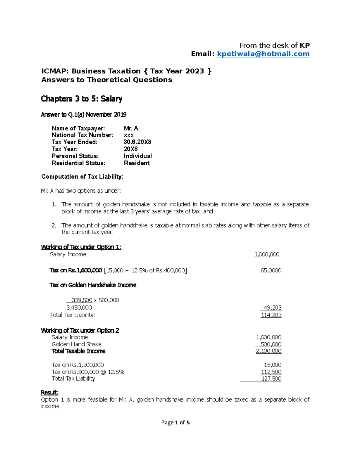 Icmap chapter 3 to 5b - tax notes by khalid petiwala - Business ...