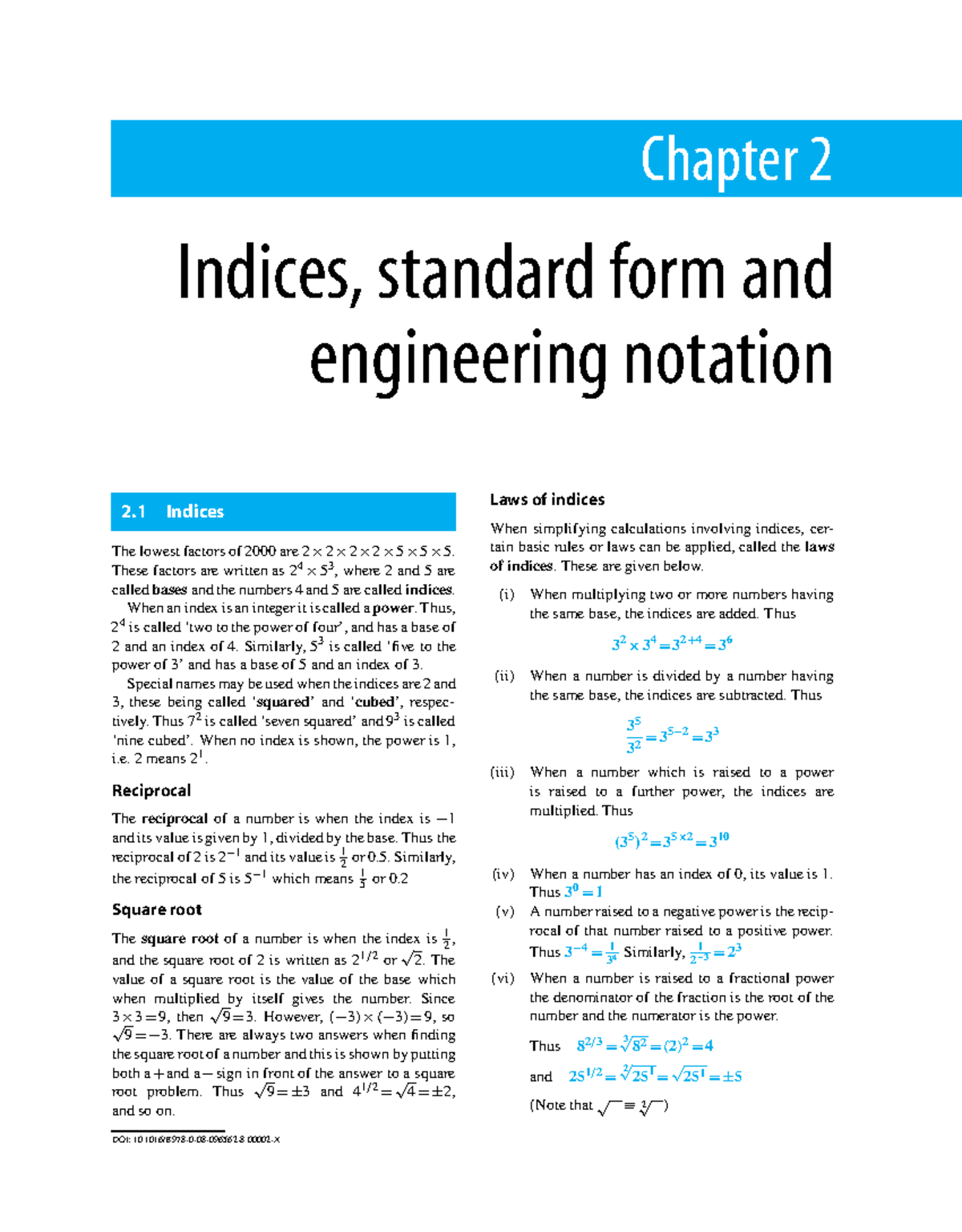 Indices - Chapter 2 Indices, standard form and engineering notation 2 ...