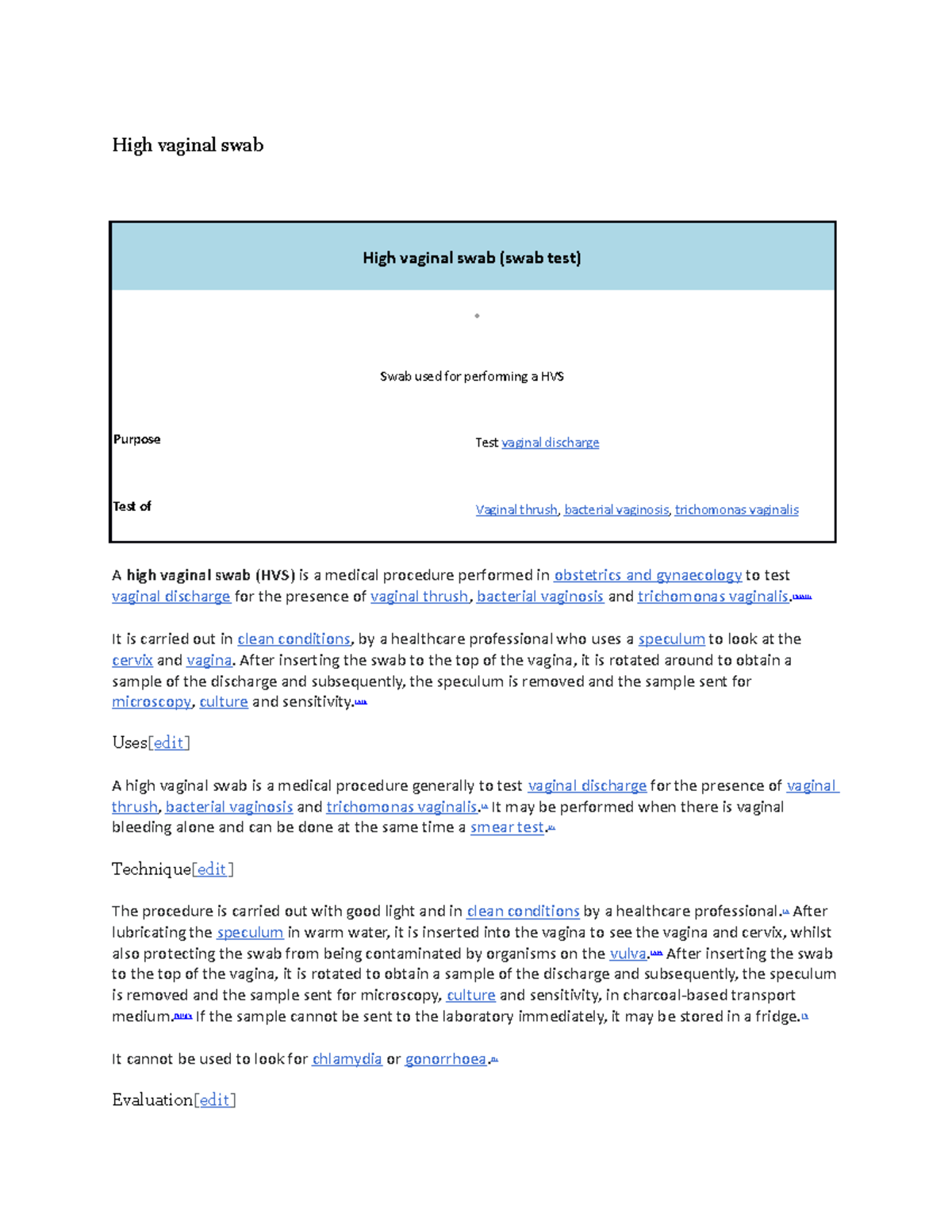 Opeyemi Report - ####### High vaginal swab ####### High vaginal swab ...