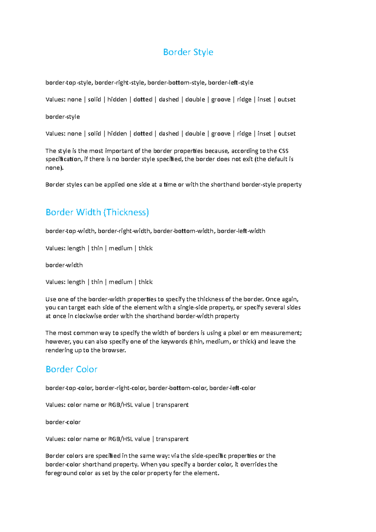 Border Style - Border Style border-top-style, border-right-style ...