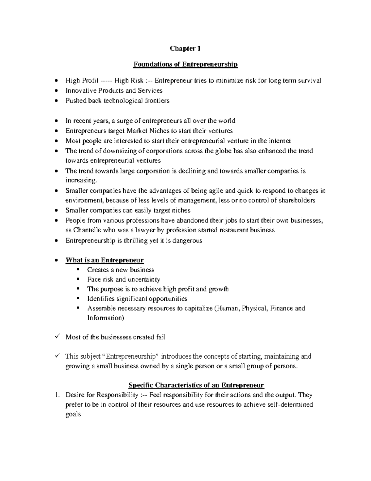 Ch 1 Foundations of Entrepreneurship - Chapter 1 Foundations of ...