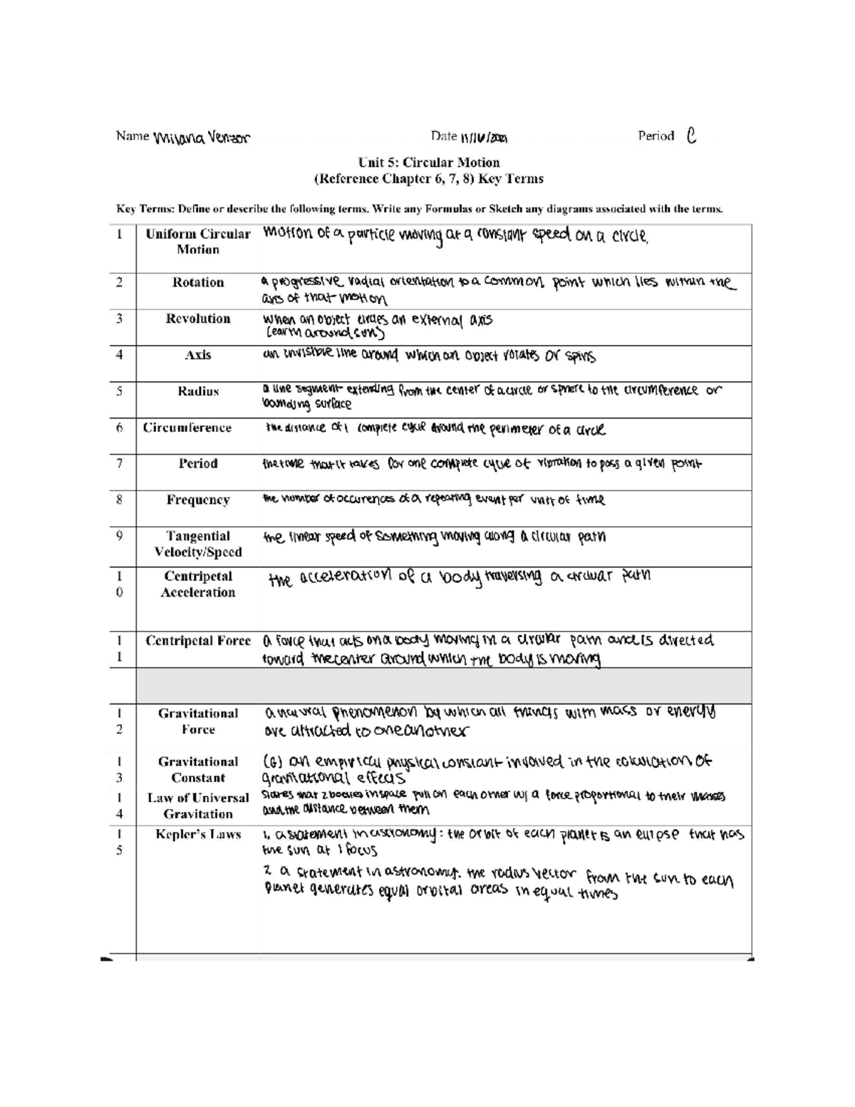 Copy of unit 5 vocab - Physics semester one - Studocu
