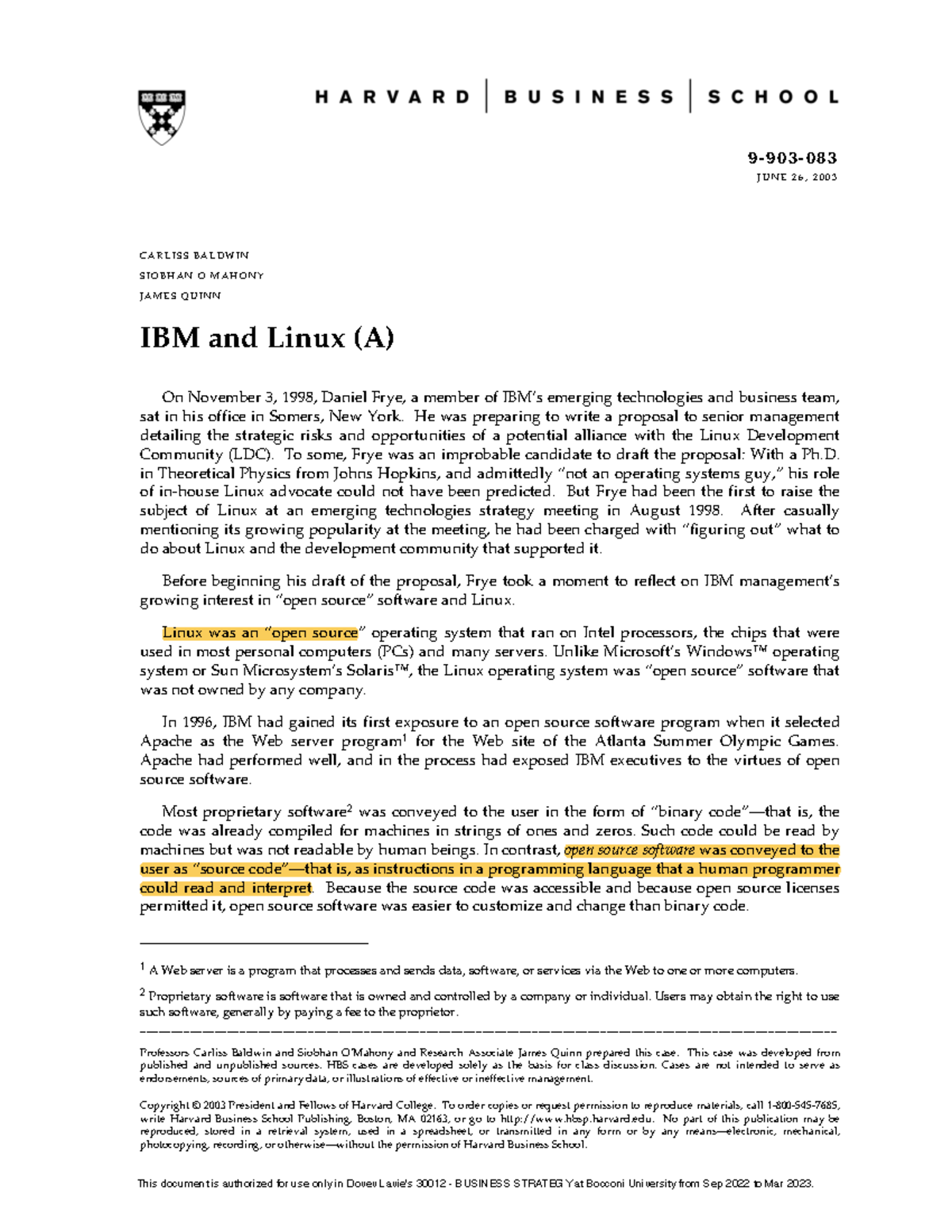 Case IBM - case study - 9 - 9 0 3 - 0 8 3 J U N E 2 6 , 2 0 0 3 ...