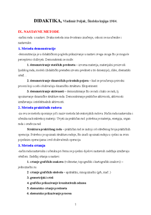 Didaktika Poljak skripta - DIDAKTIKA Vladimir Poljak Školska knjiga 1984. I. PREDMET I ZADACI ...