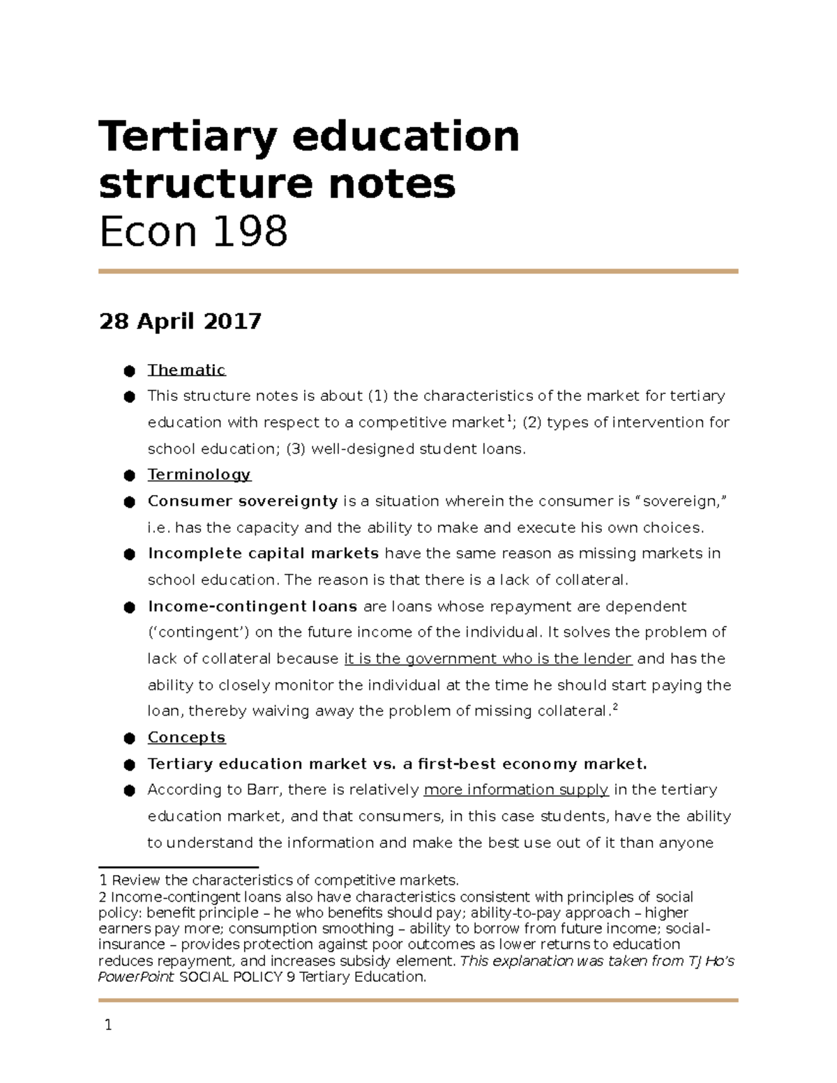 Tertiary ed structure lecture notes - Tertiary education structure ...