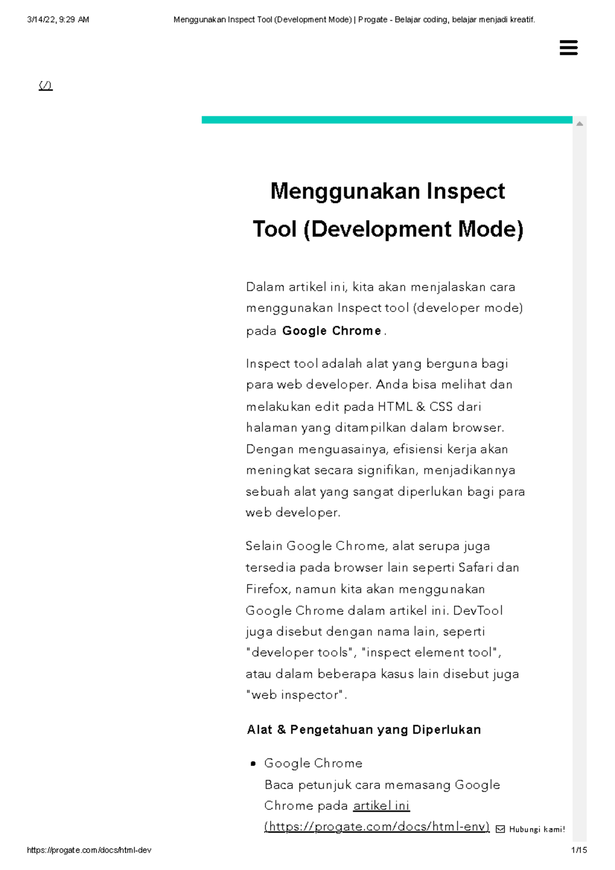 Menggunakan Inspect Tool (Development Mode) - Menggunakan Inspect Tool ...