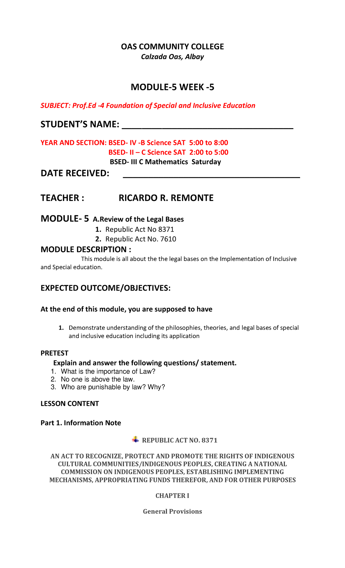 Module-4-PROF.ED-4 - LEARNING EPISODE Writing an Initial Action ...
