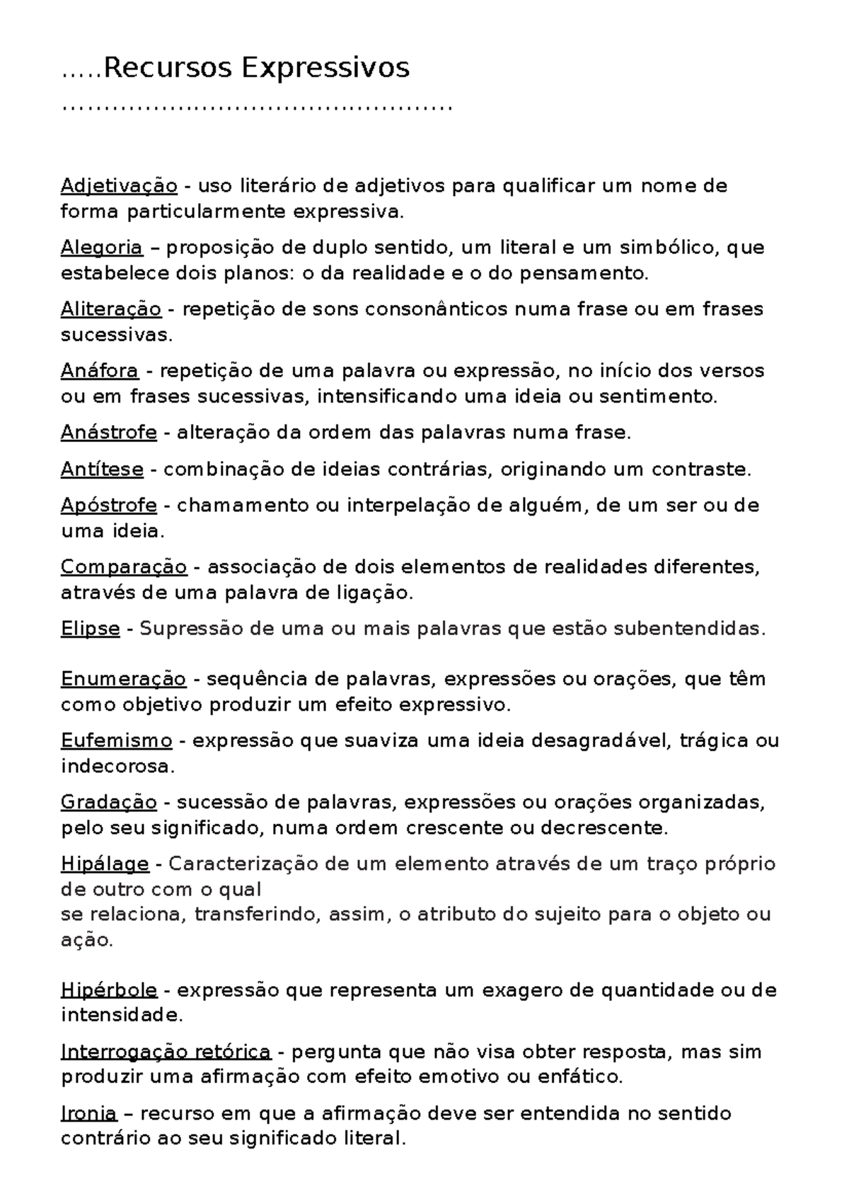 Recursos expressivos - Gramática - .... Expressivos