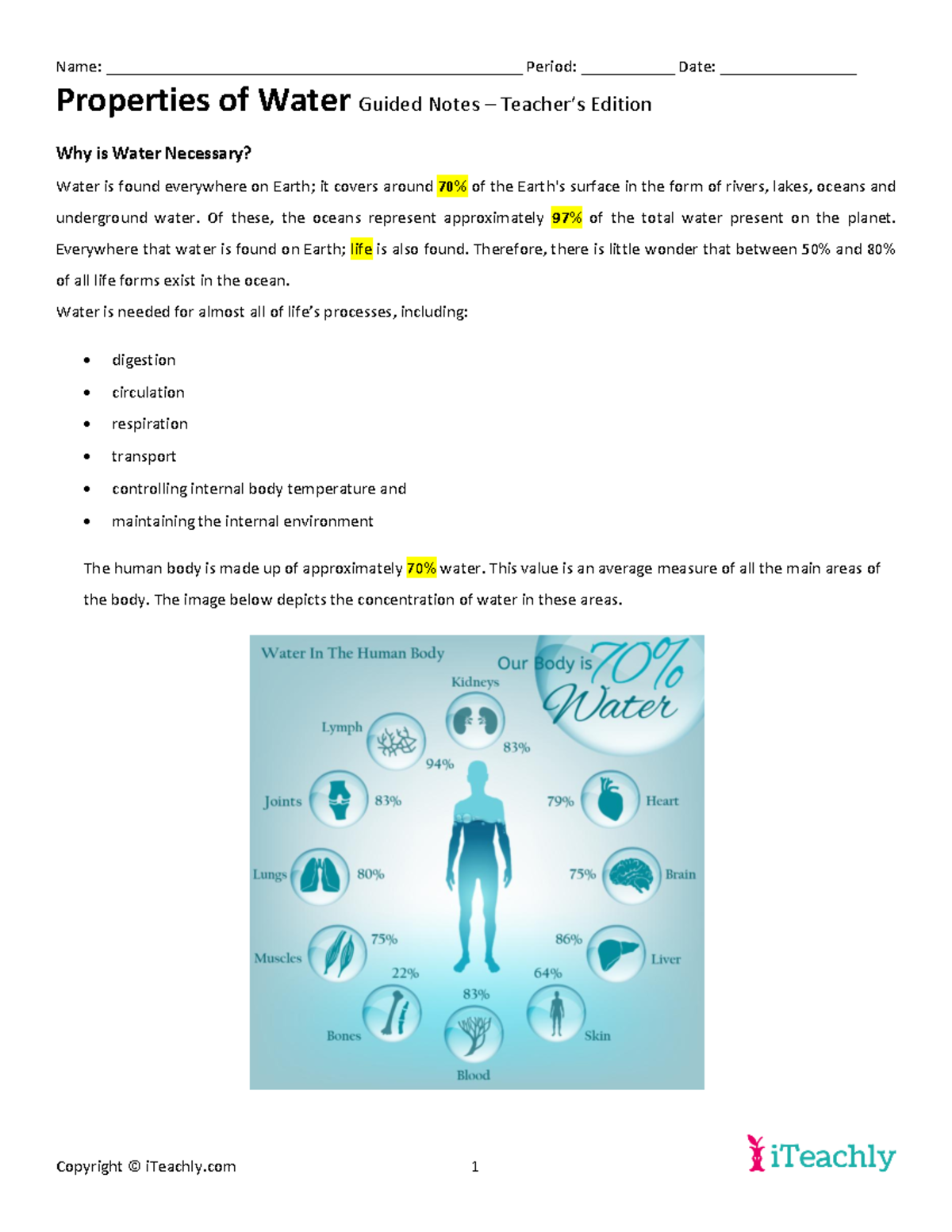 Kale Seniff - Guided notes-properties-of-Water - Properties of Water ...