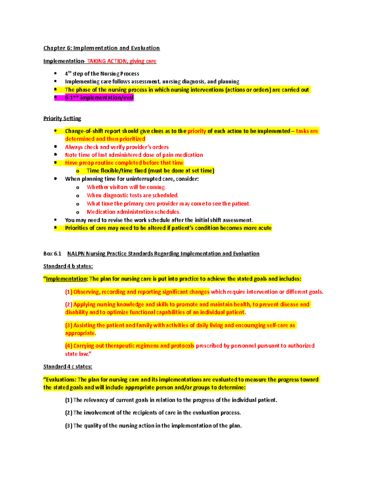 Chapter 6 outline - Lecture and text notes. - Chapter 6: Implementation ...