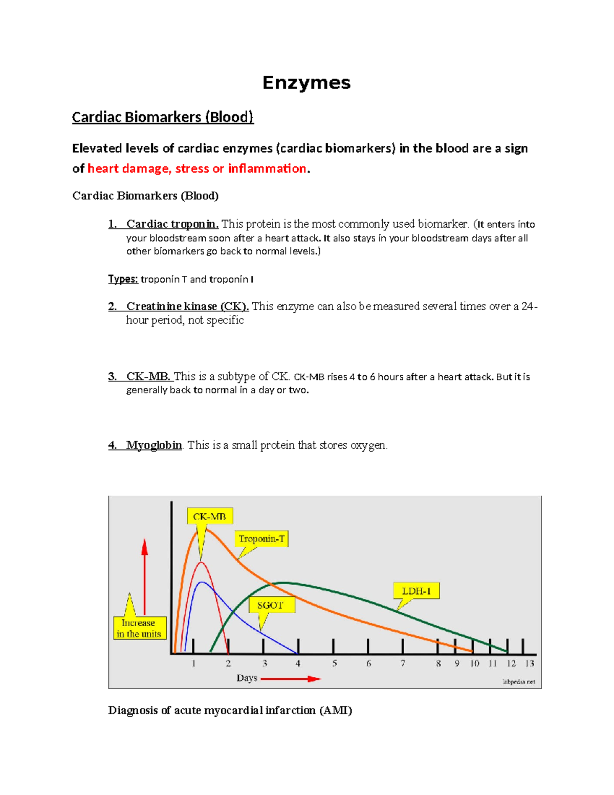 Lecture (14)Cardiac Biomarkers - Enzymes Cardiac Biomarkers (Blood ...