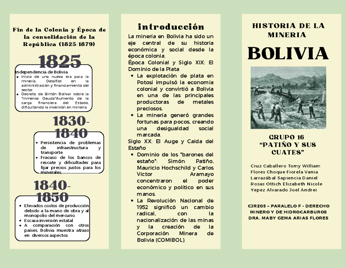 Folleto tríptico turismo en la Ciudad de México simple verde - BOLIVIA HISTORIA DE LA MINERIA ...