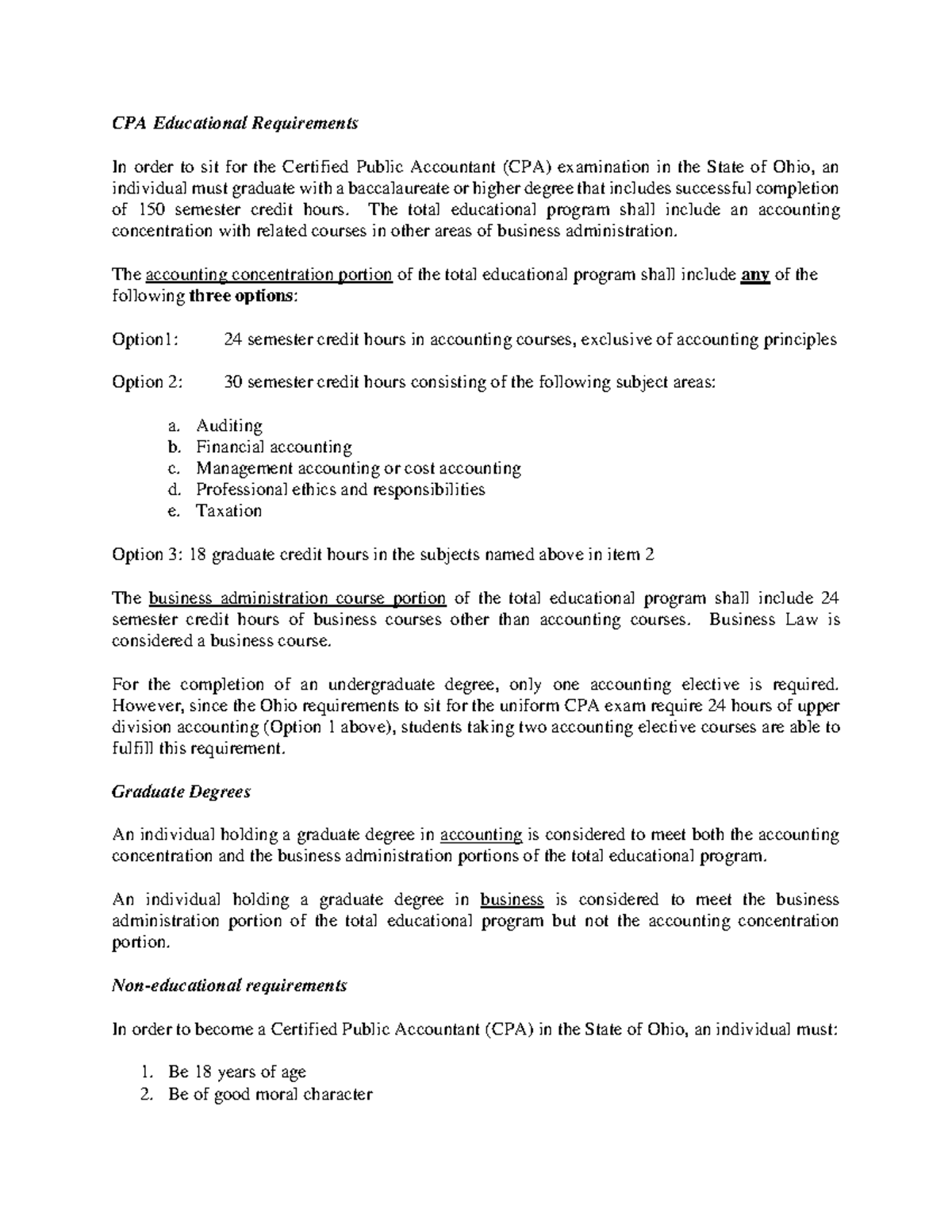 2016 0126 CPAEducational Requirements - CPA Educational Requirements In ...