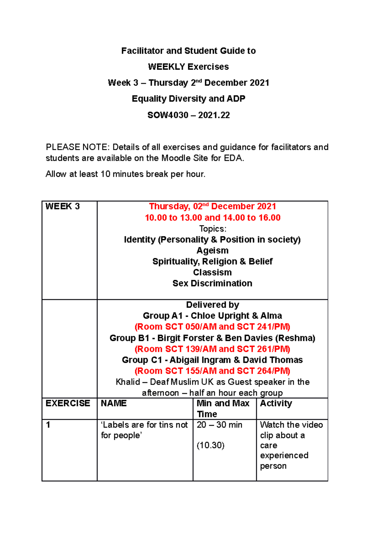 Week 3 - Session Guide Seminar 2nd of December 21 - Facilitator and ...