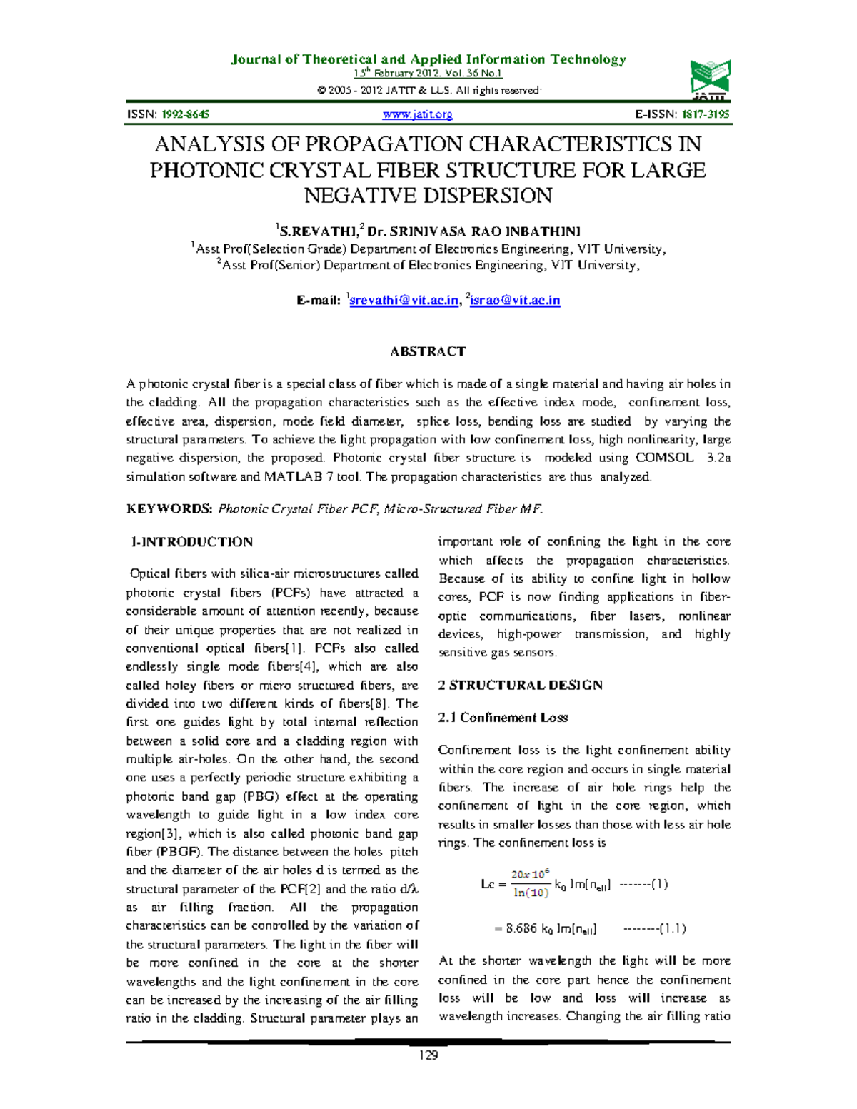 14Vol36No1 - LECTURE NOTES - 15 th February 2012. Vol. 36 No. © 2005 ...