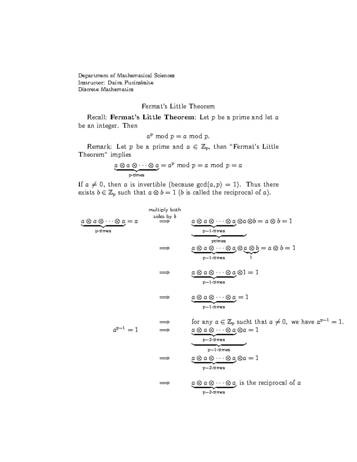 Exercise Discrete Mathematics euclid - Department of Mathematical ...
